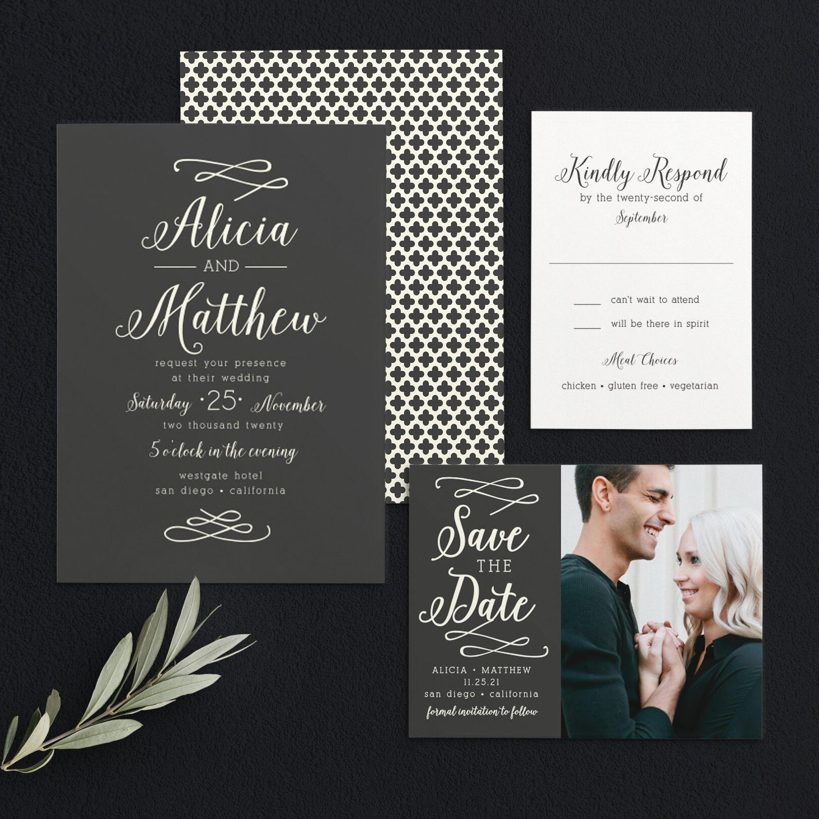 Whimsical Calligraphy Response Cards