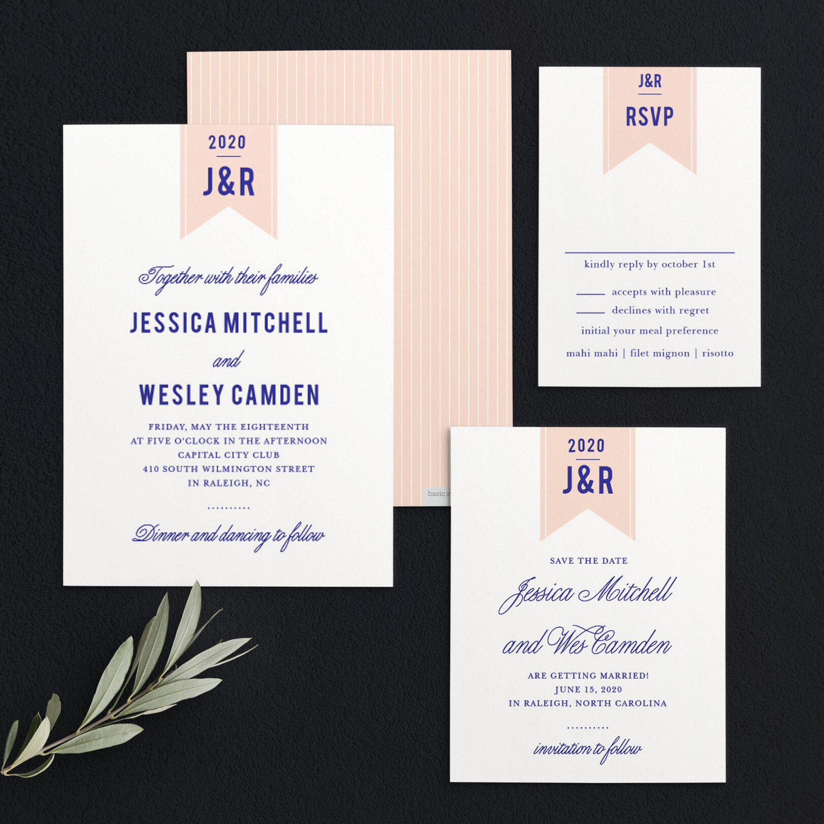 Modern Banner Wedding Invitations by Basic Invite