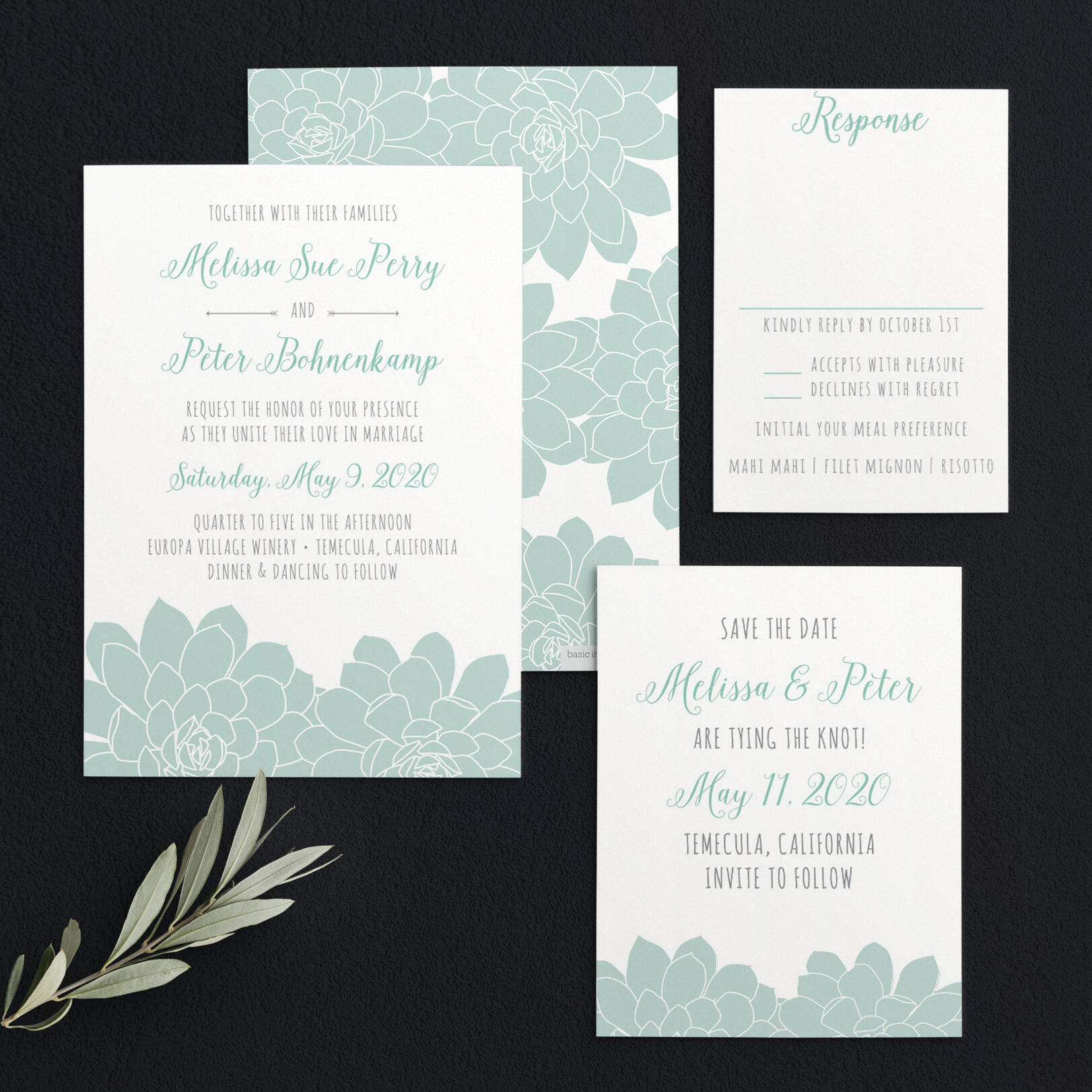 Sweet Succulents Response Cards by Basic Invite