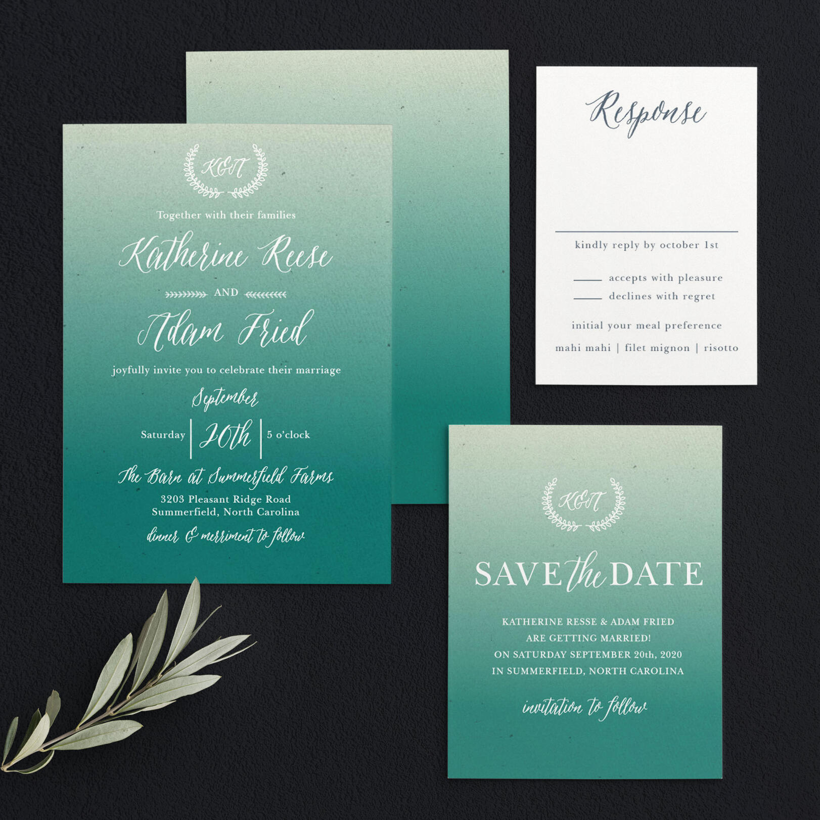 Rustic Ombre Response Cards by Basic Invite