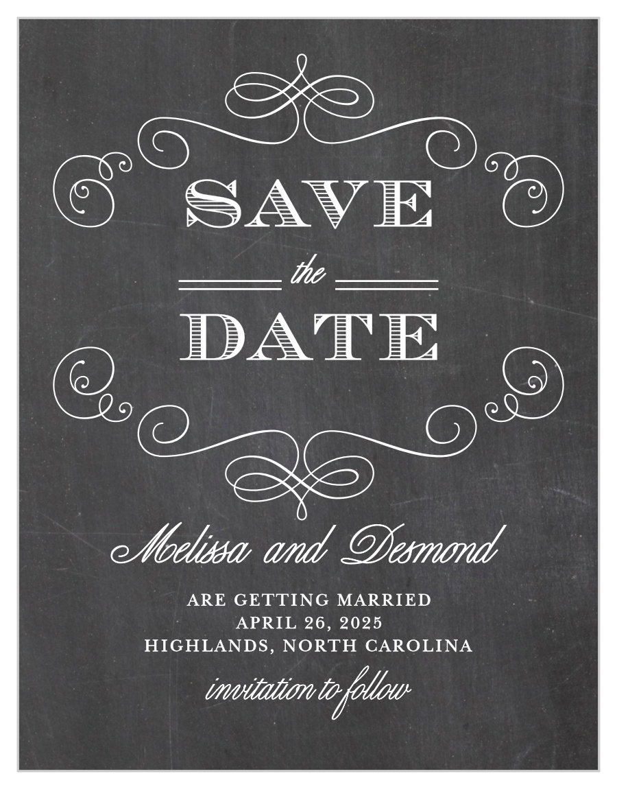 Fancy Chalkboard Save the Date Cards by Basic Invite