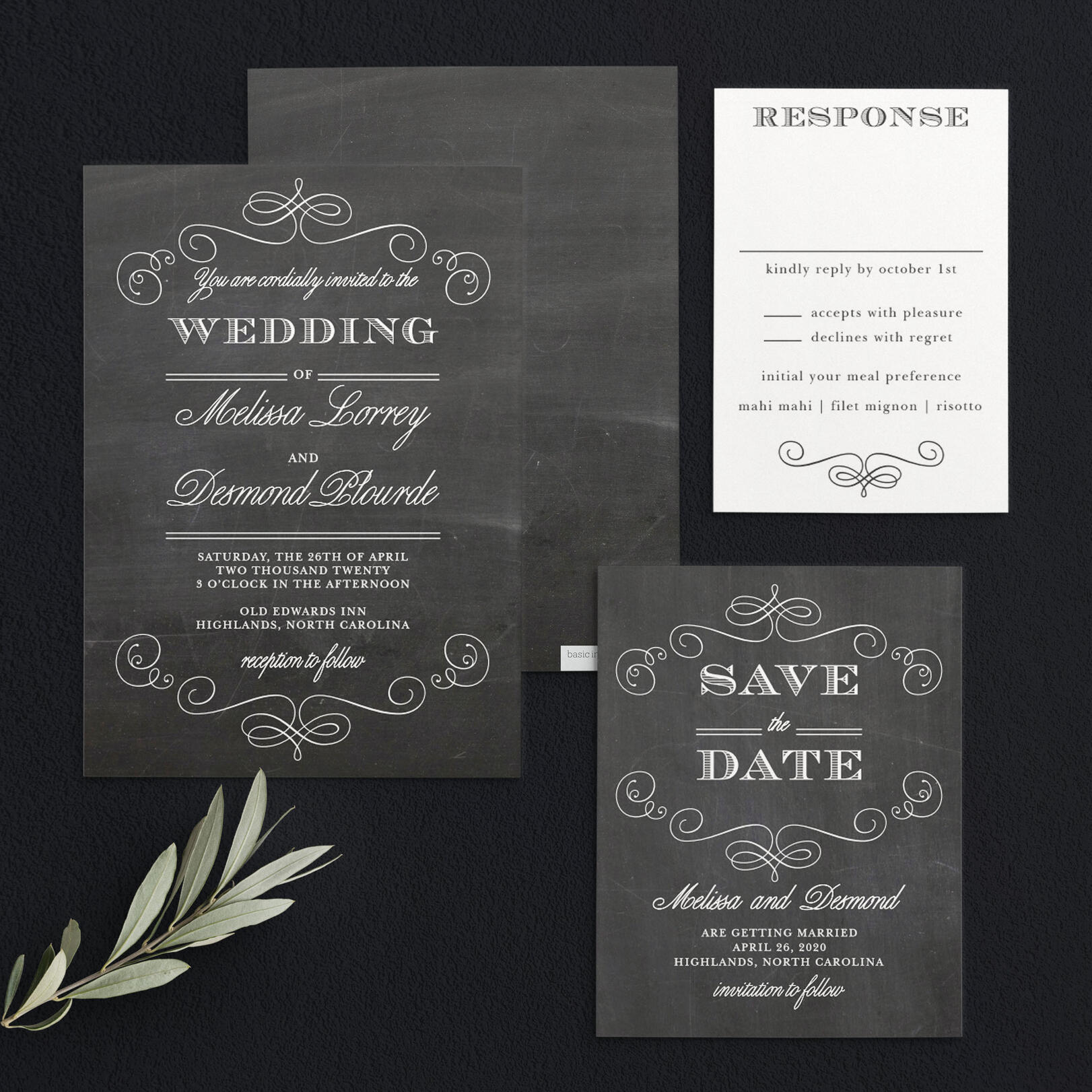 Fancy Chalkboard Save the Date Cards by Basic Invite