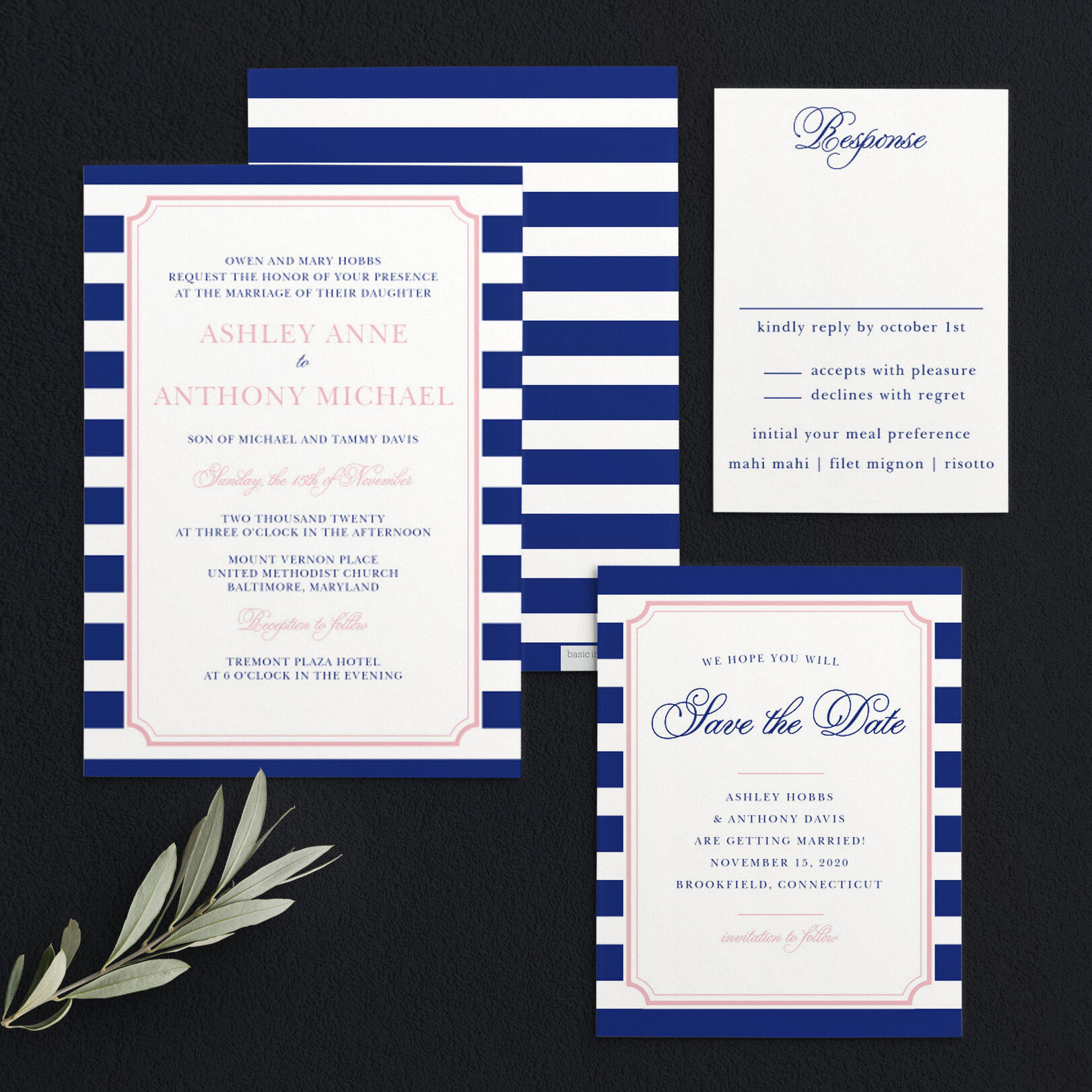 Preppy Stripe Save the Date Cards by Basic Invite