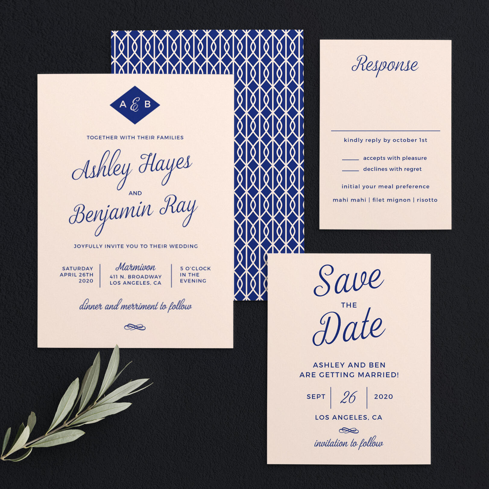 Diamond Monogram Save the Date Magnets by Basic Invite