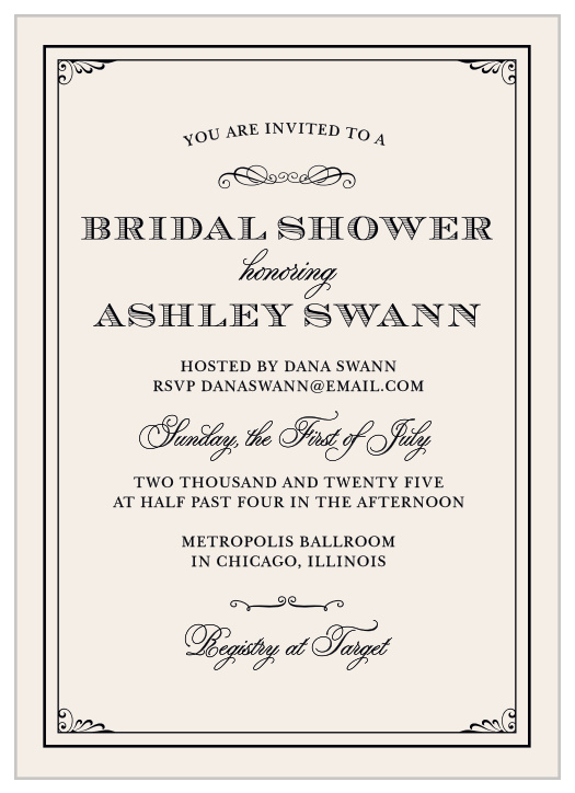 Vintage Bridal Shower Invitations - Match Your Color & Style Free!