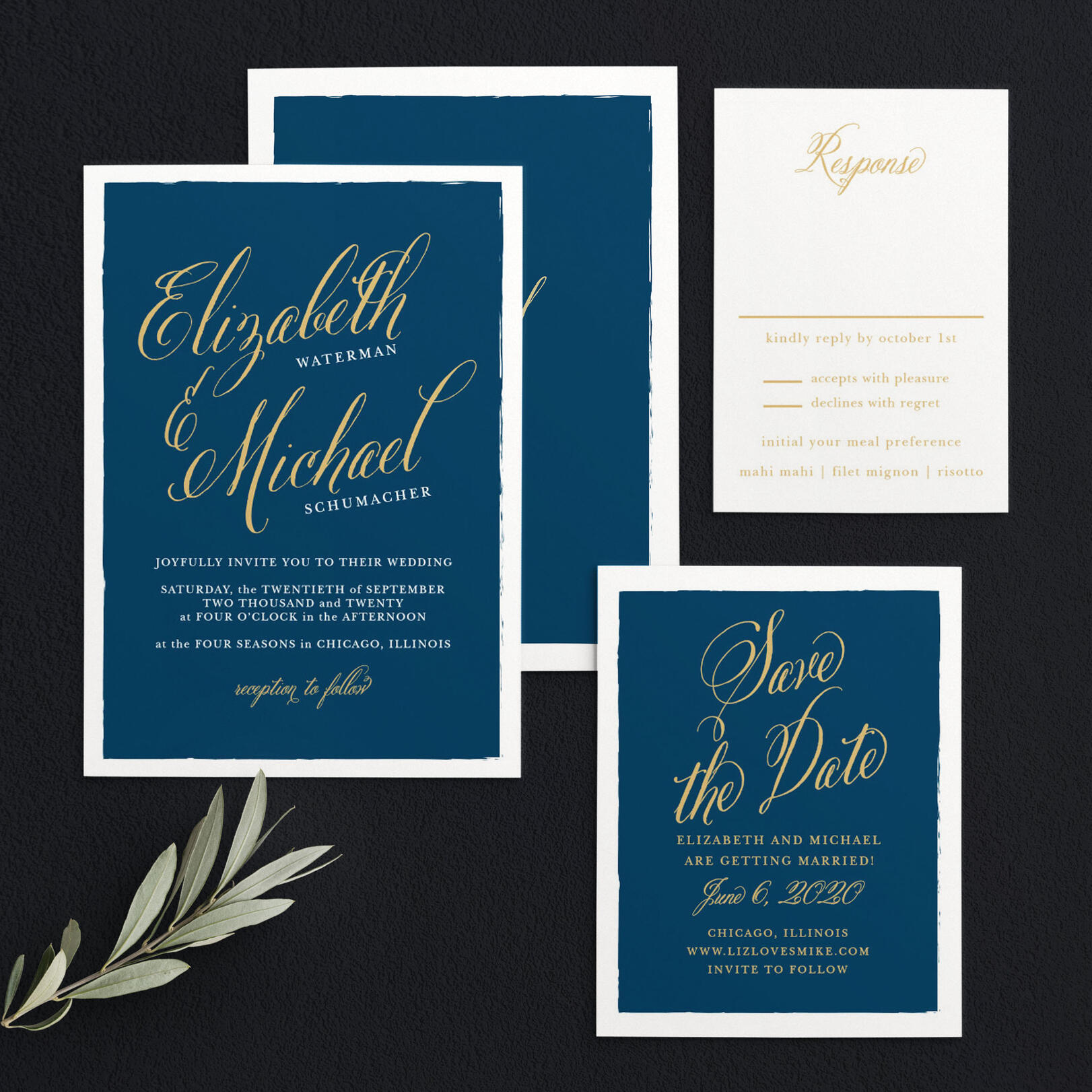 Calligraphy Script Foil Response Cards