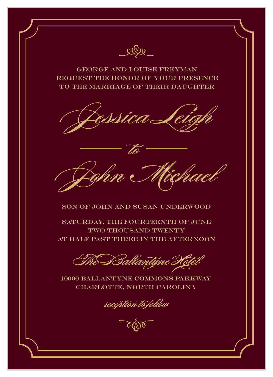 Elegant Script Foil Wedding Invitations by Basic Invite