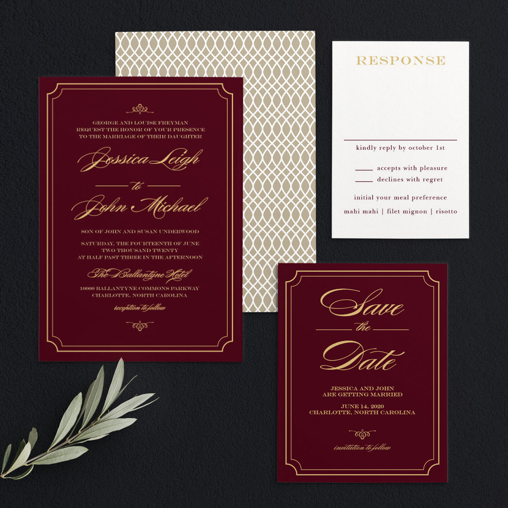 Elegant Script Foil RSVP Cards by Basic Invite