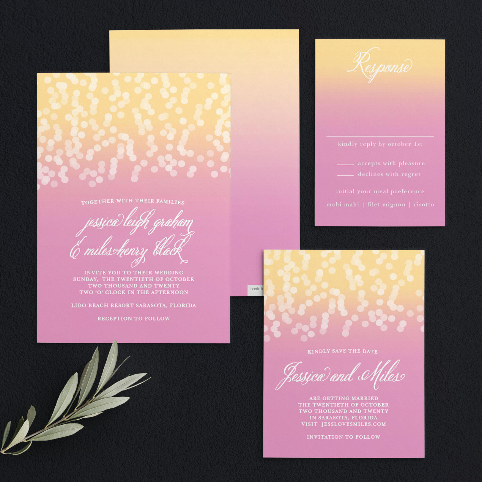 Confetti Ombre Wedding Invitations by Basic Invite