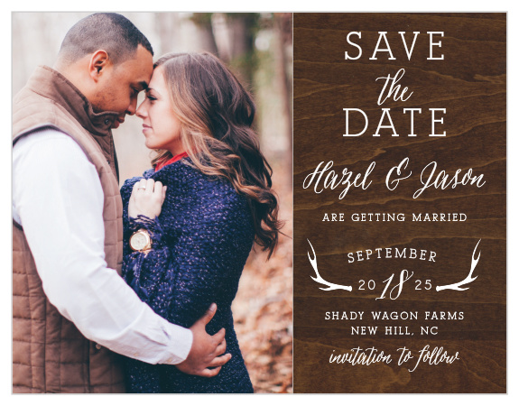 Rustic Wood Save the Date Cards by Basic Invite