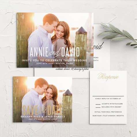 Traditional Script Photo Wedding Invitations by Basic Invite