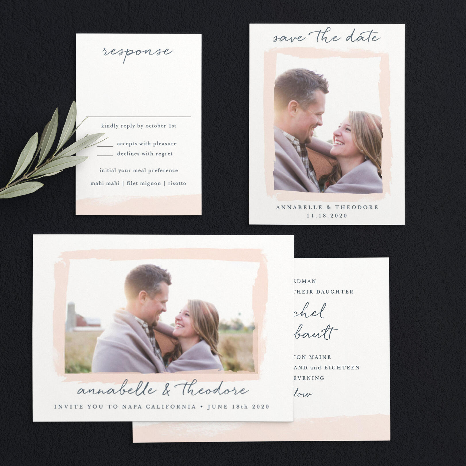 Brushed Frame Wedding Invitations