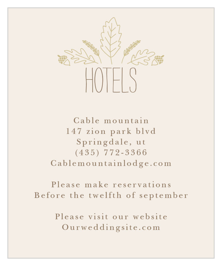 Elegant Autumn Accommodation Cards by Basic Invite