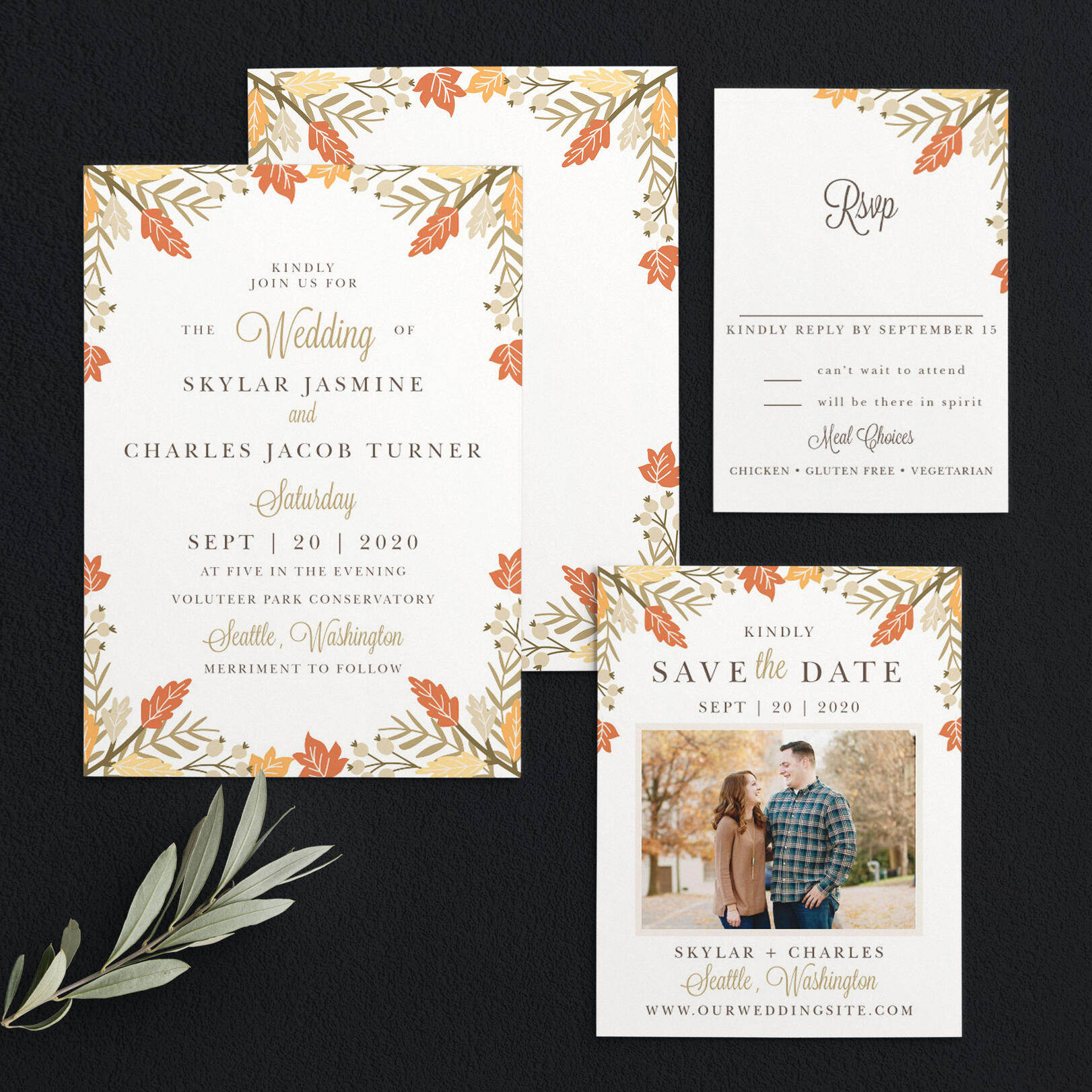Falling Leaves Response Cards by Basic Invite