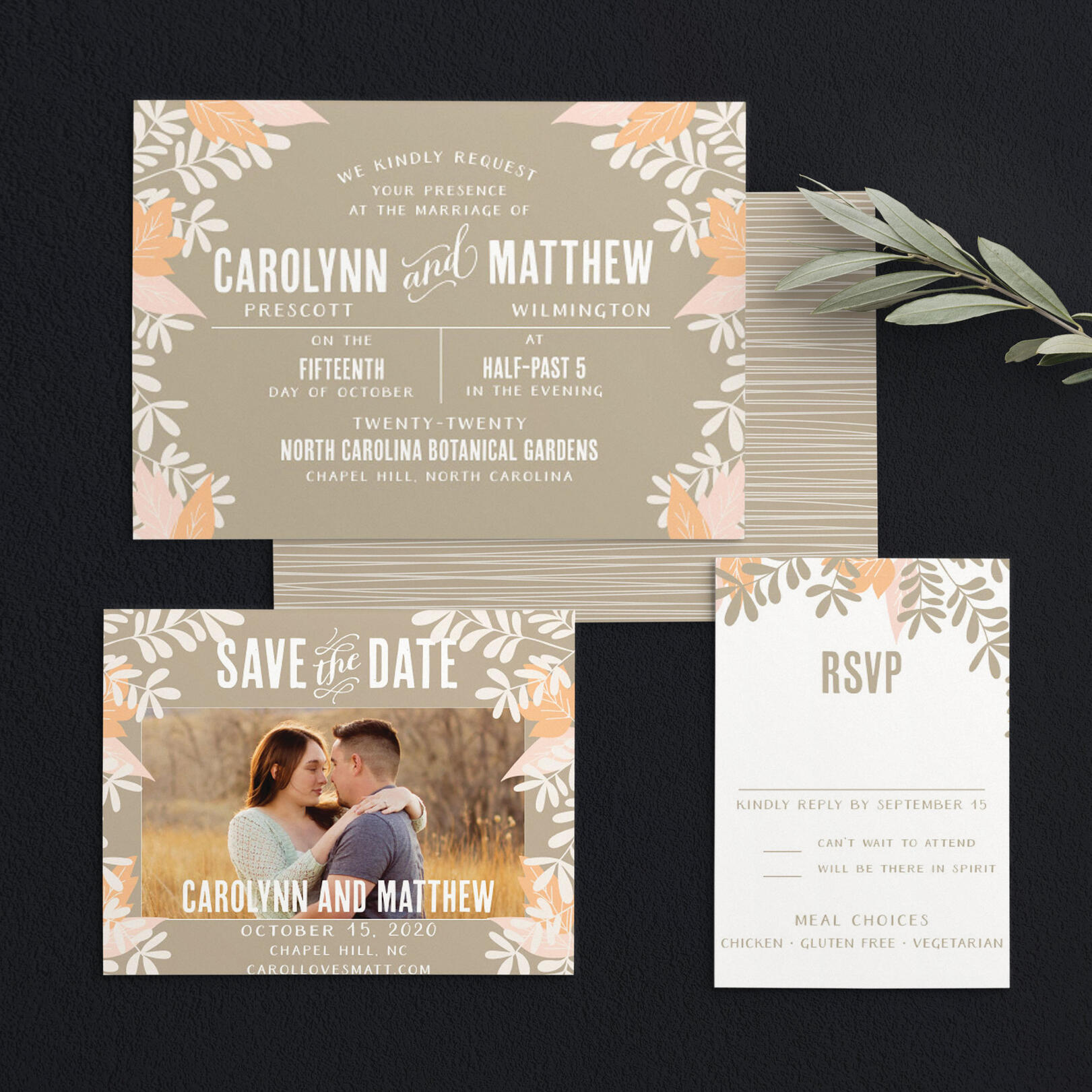 Autumn Foliage Response Cards by Basic Invite