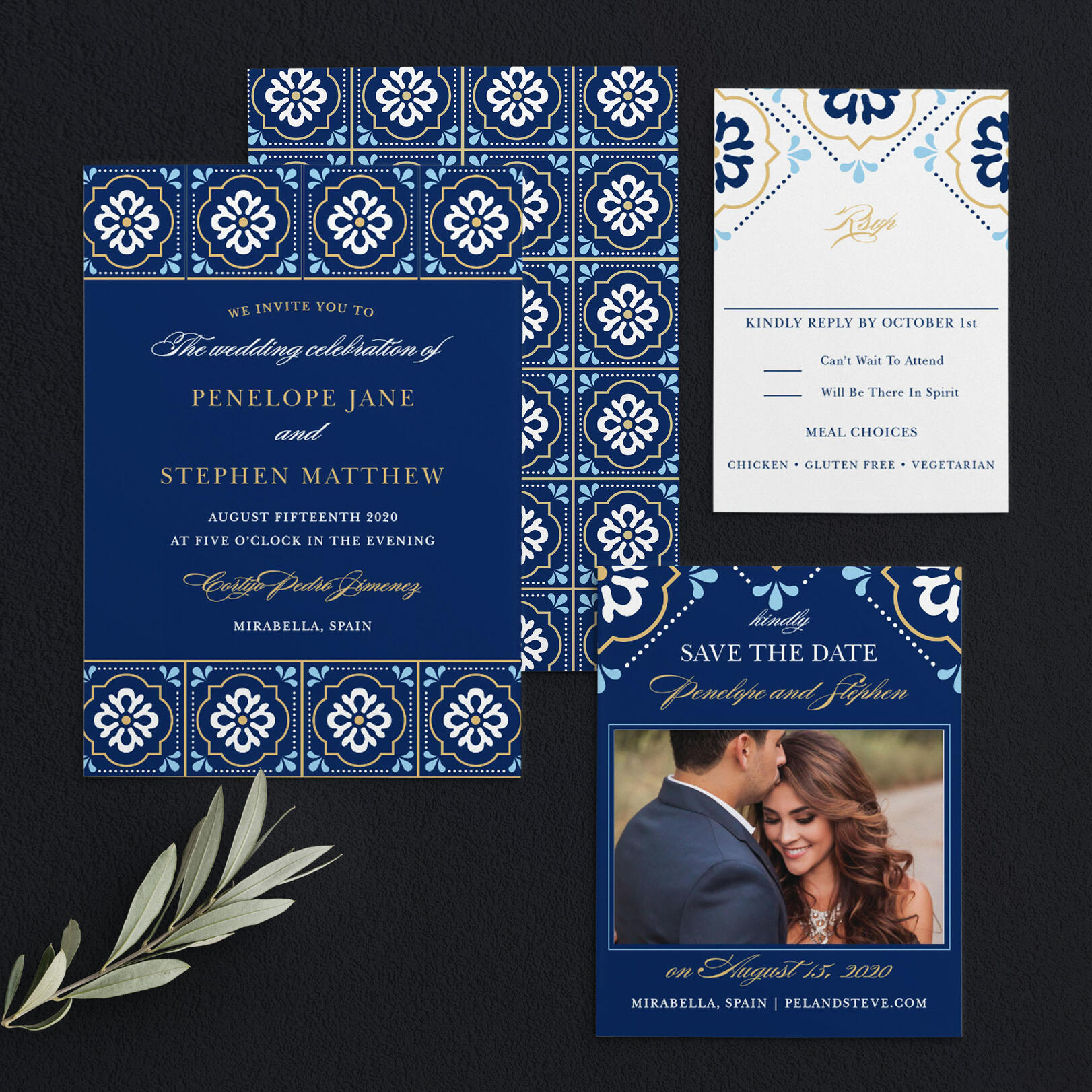 Spanish Tile Foil Wedding Invitations by Basic Invite