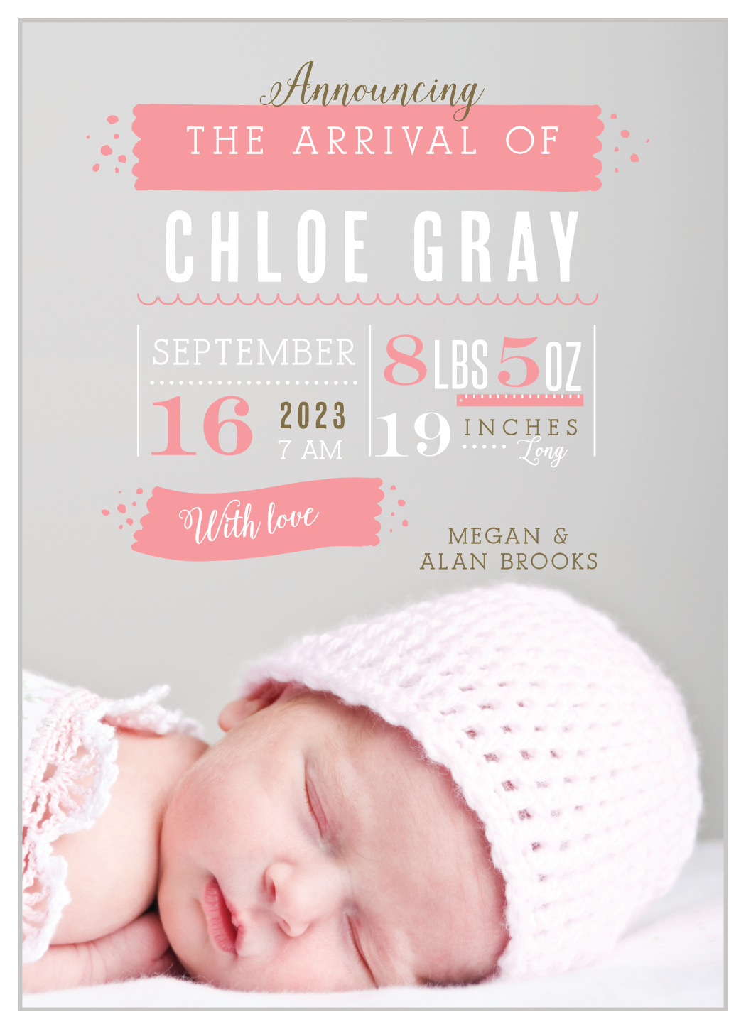 Baby Stats Birth Announcements by Basic Invite