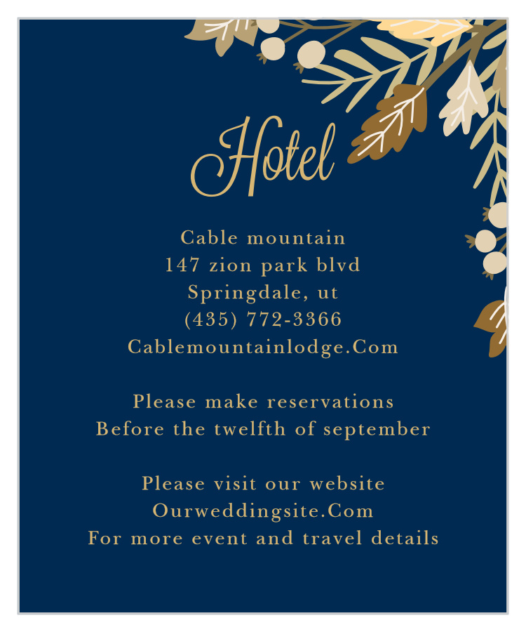 Falling Leaves Foil Accommodation Cards by Basic Invite
