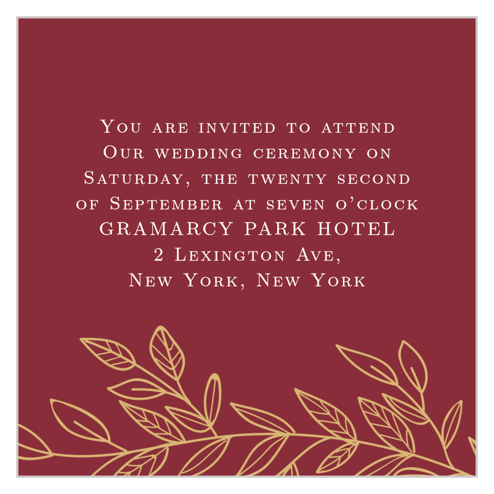 Romantic Vines Foil Wedding Invitations by Basic Invite
