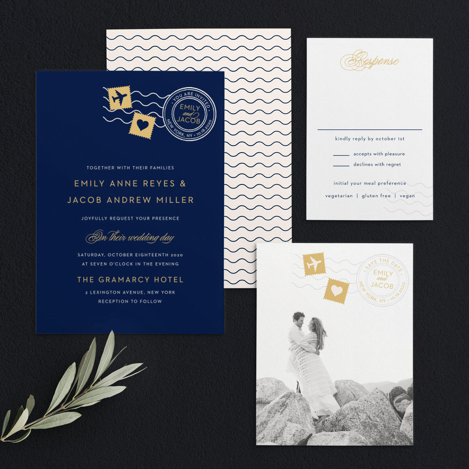 Posh Postmark Foil Wedding Invitations by Basic Invite