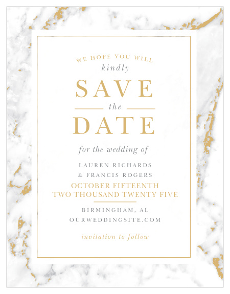 Cool Marble Foil Save the Date Cards by Basic Invite