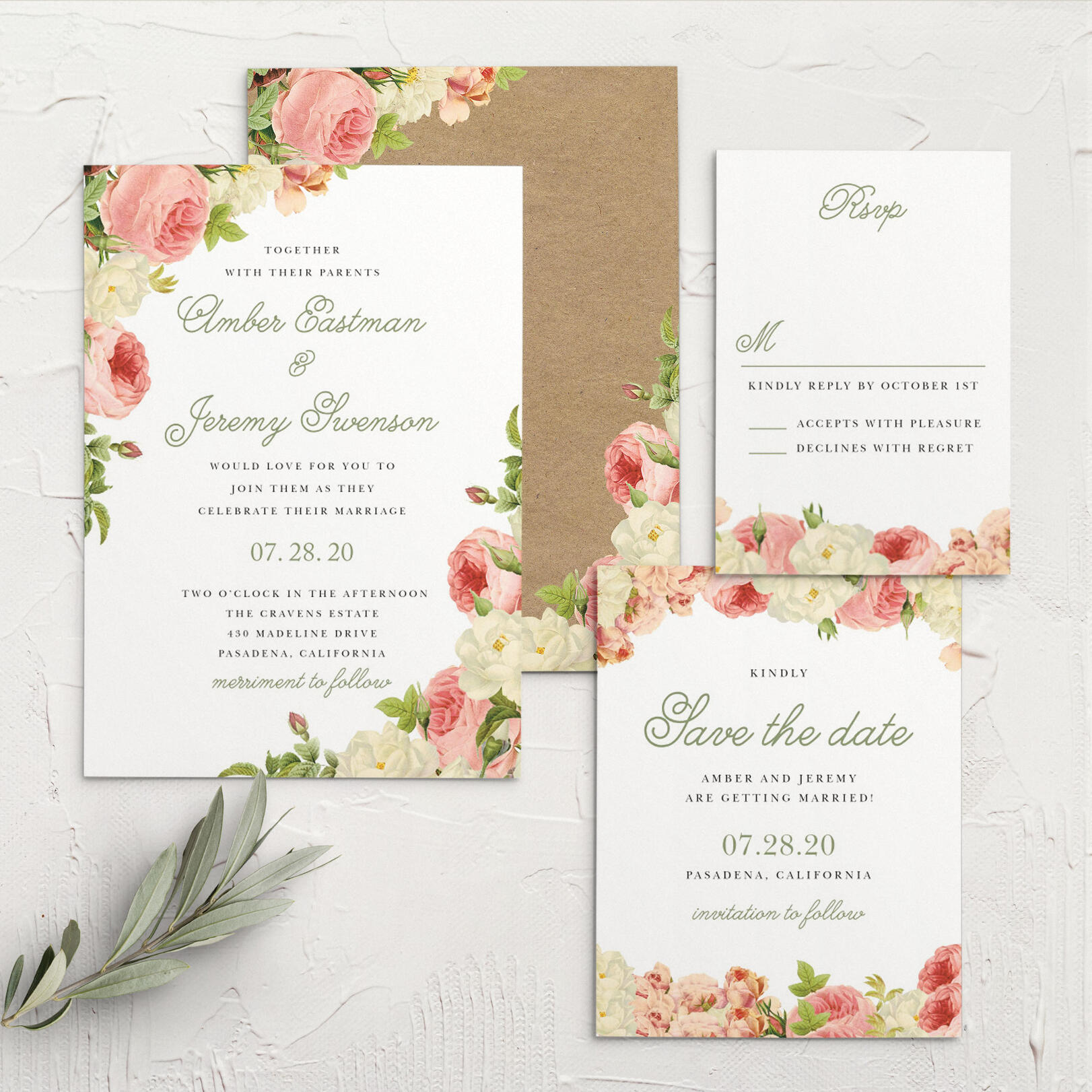 Alluring Florals Response Cards by Basic Invite