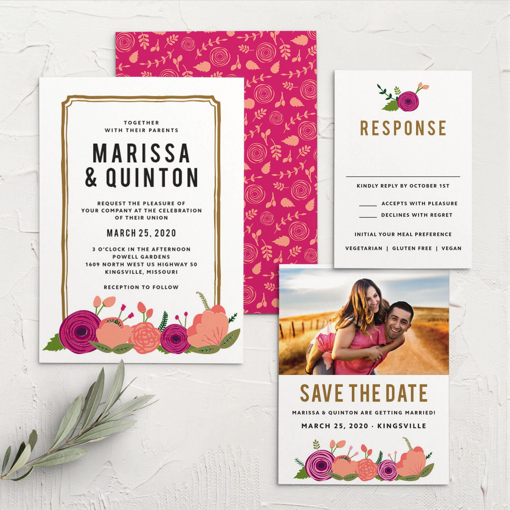Bold Blooms Wedding Invitations by Basic Invite