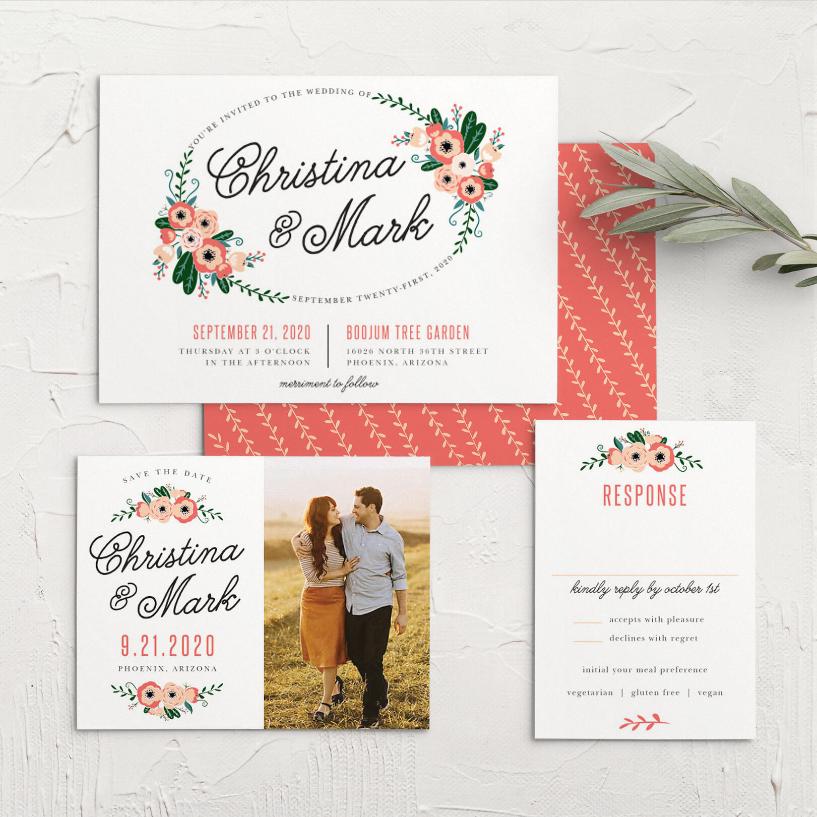 Botanical Love Wedding Invitations by Basic Invite