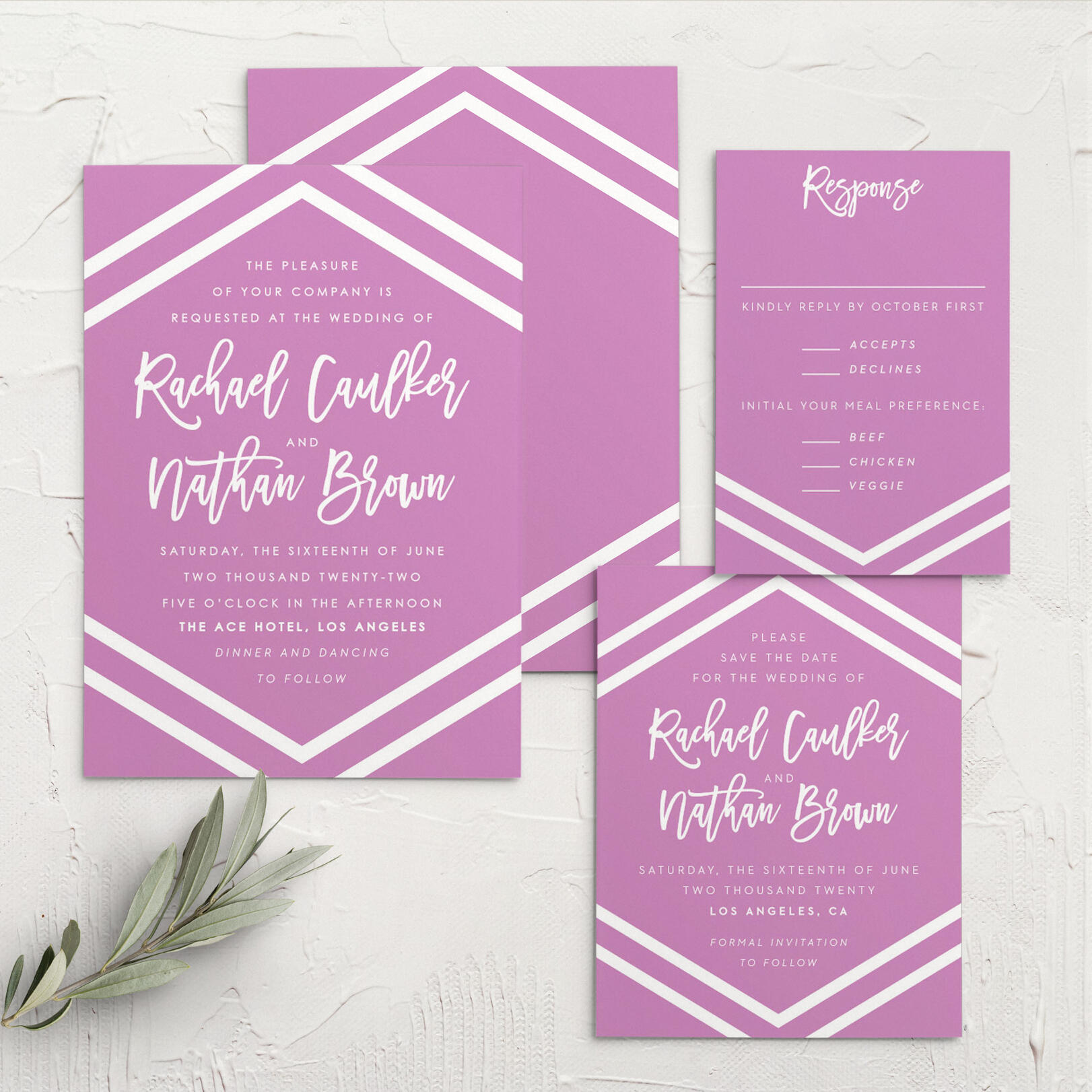 Cheeky Chevron Wedding Invitations by Basic Invite