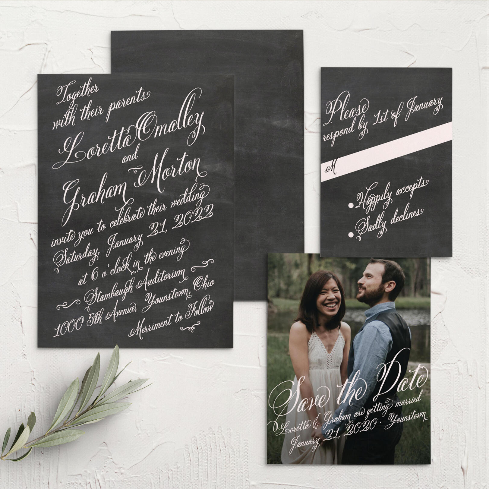 Elegant Chalkboard Wedding Invitations by Basic Invite