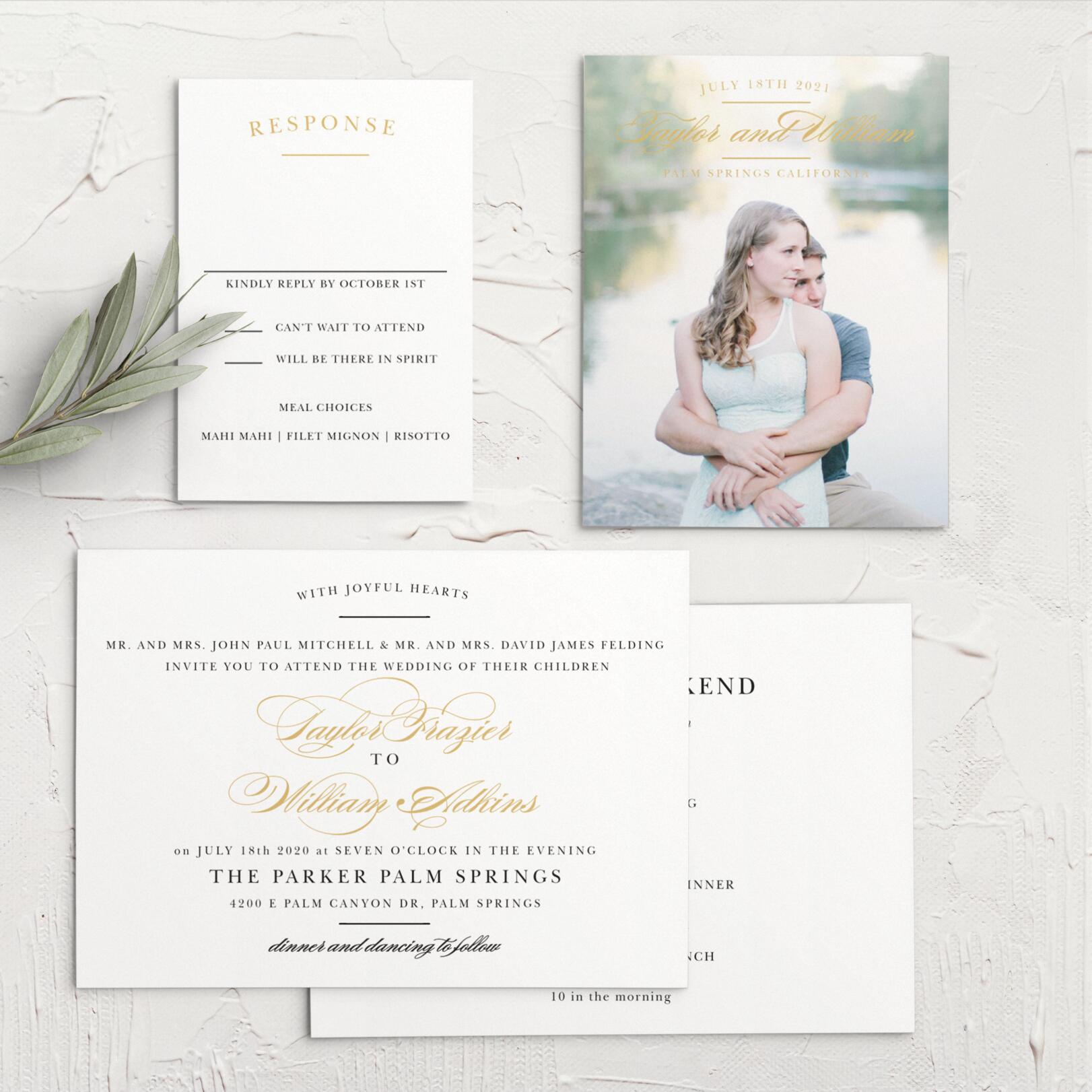 The Elegant Foil Vintage RSVP Cards