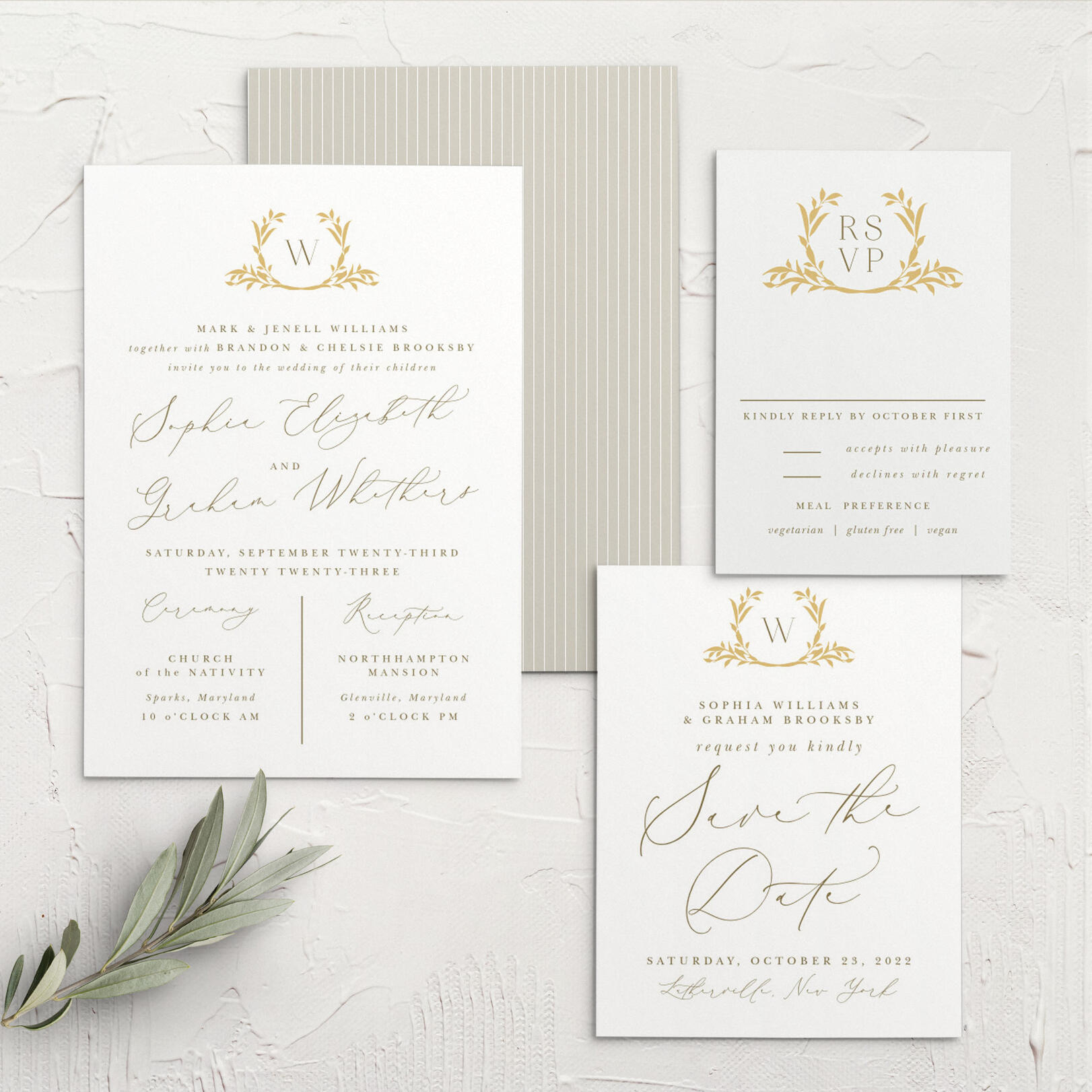 Golden Crest Wedding Invitations by Basic Invite