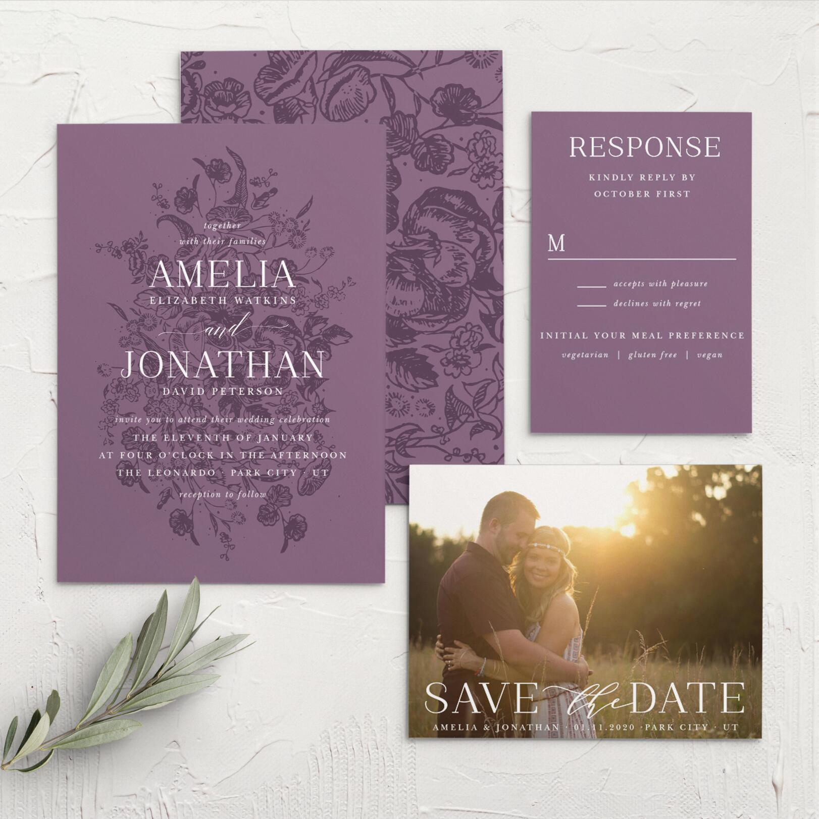 Marsala Blooms Wedding Invitations by Basic Invite