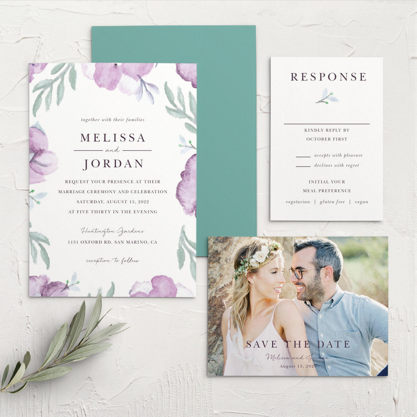 Mauve Medley Wedding Invitations by Basic Invite