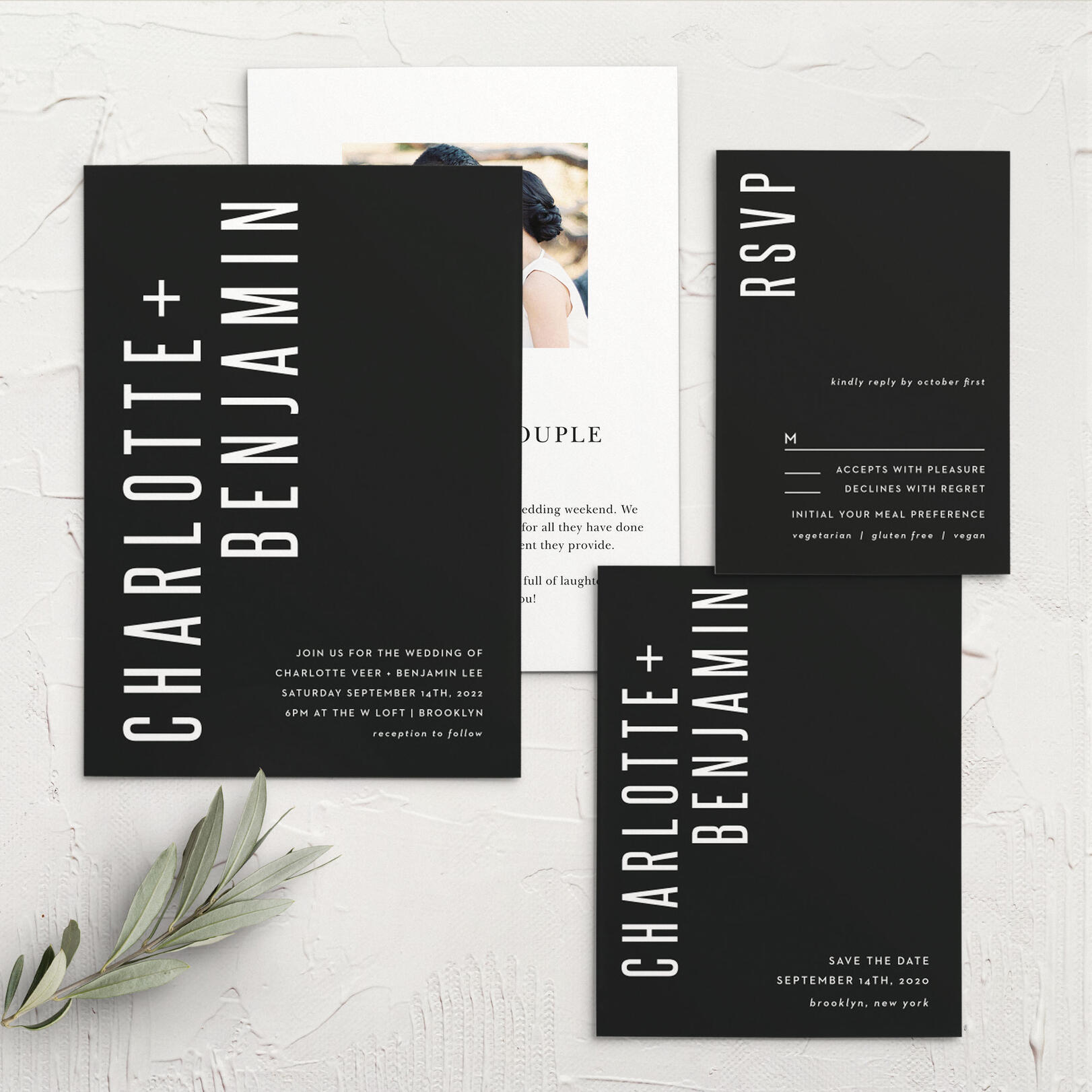 Minimal Print Wedding Invitations by Basic Invite