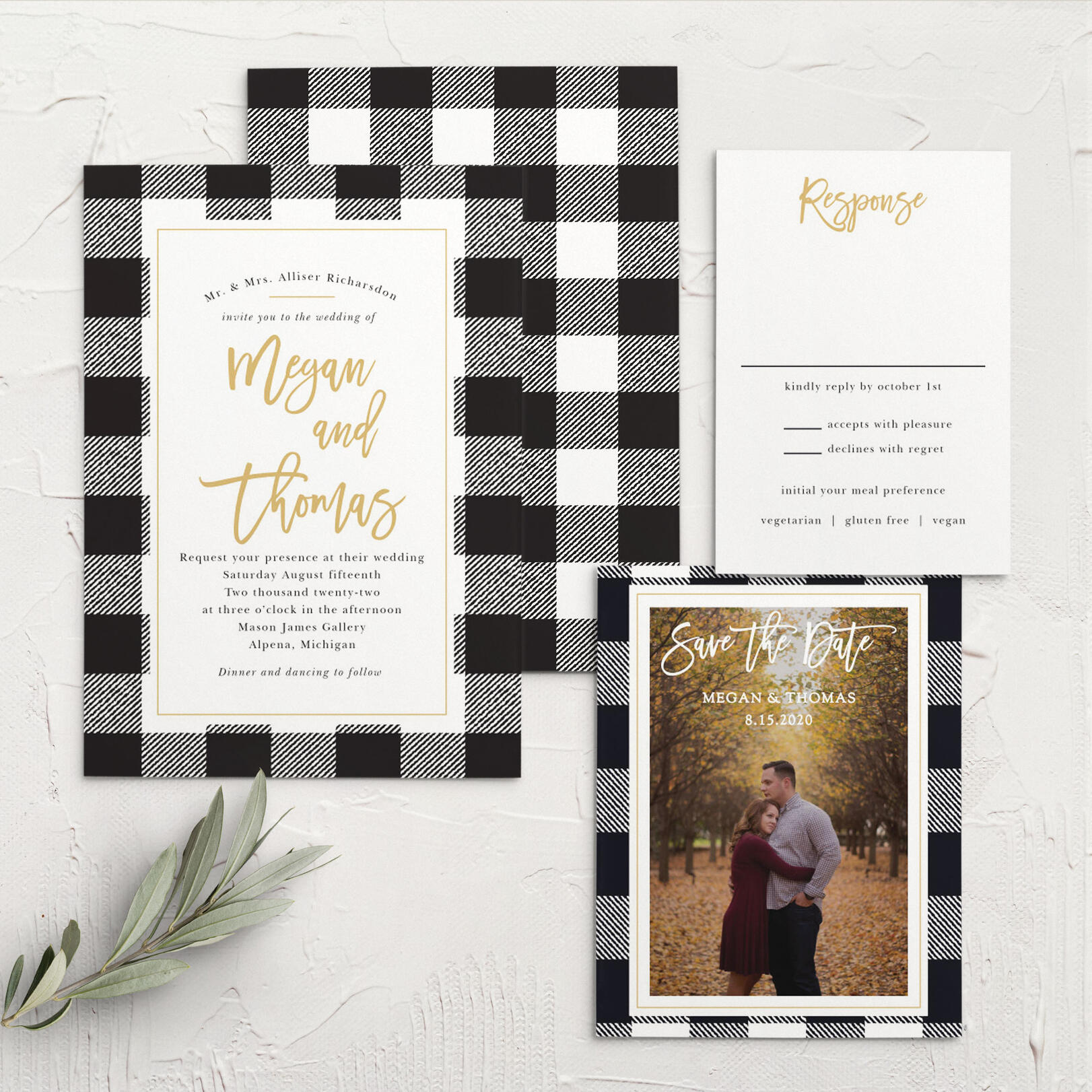 Plaid Wedding Invitations L.L. Bean Inspired Rhode Island Wedding At
