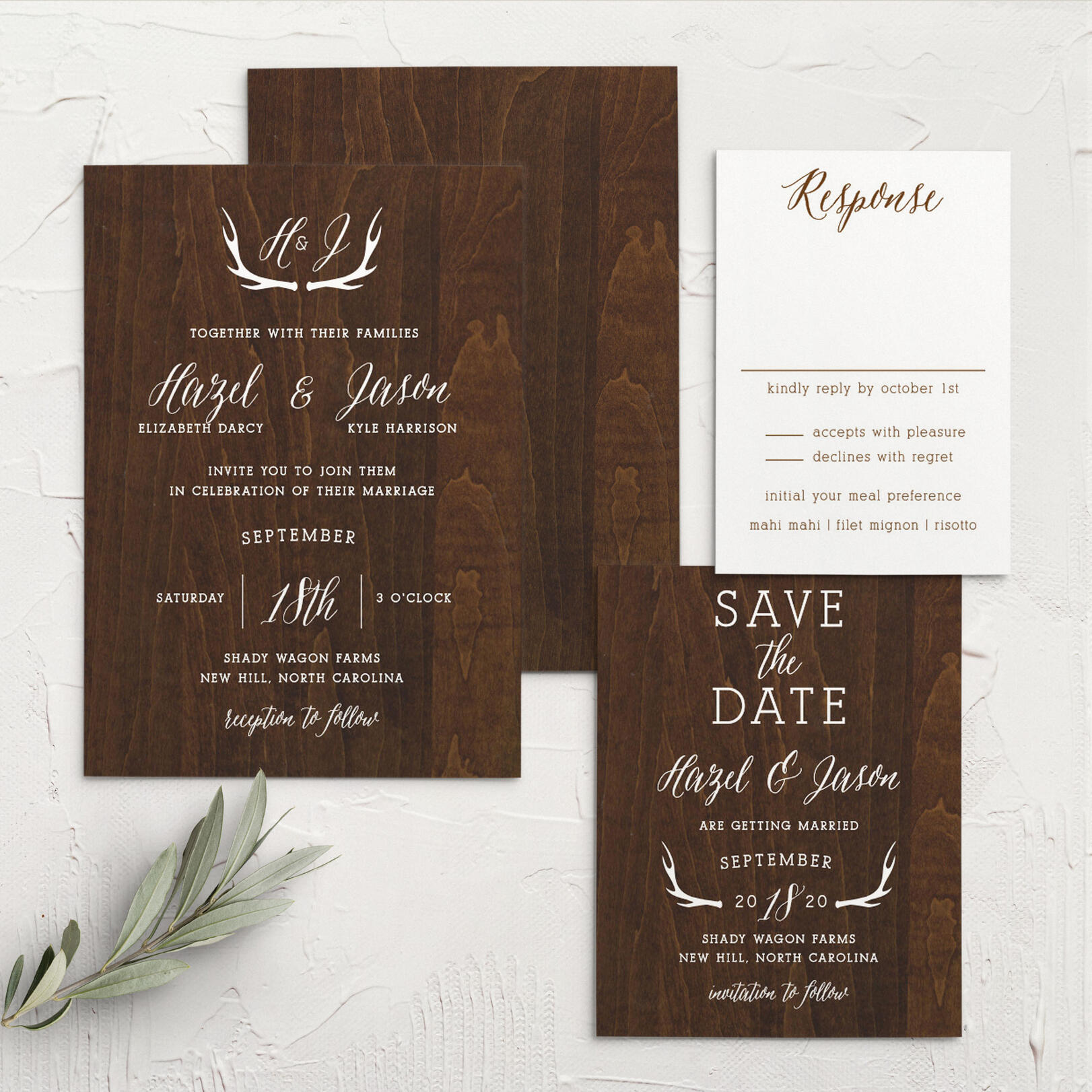 Rustic Wood Save the Date Cards by Basic Invite