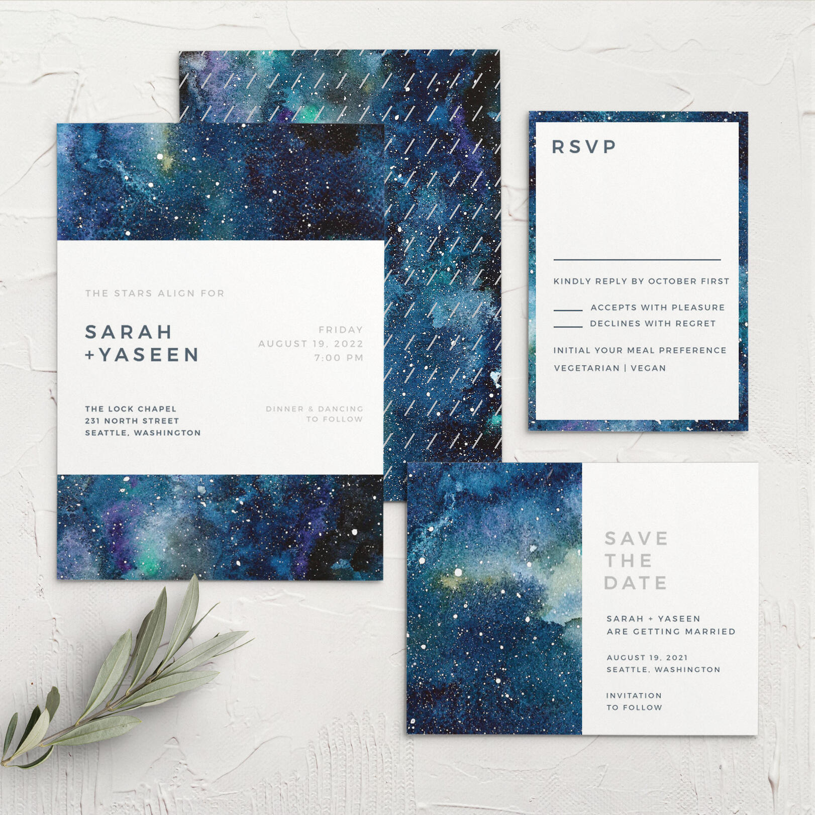 Starry Galaxy Wedding Invitations by Basic Invite
