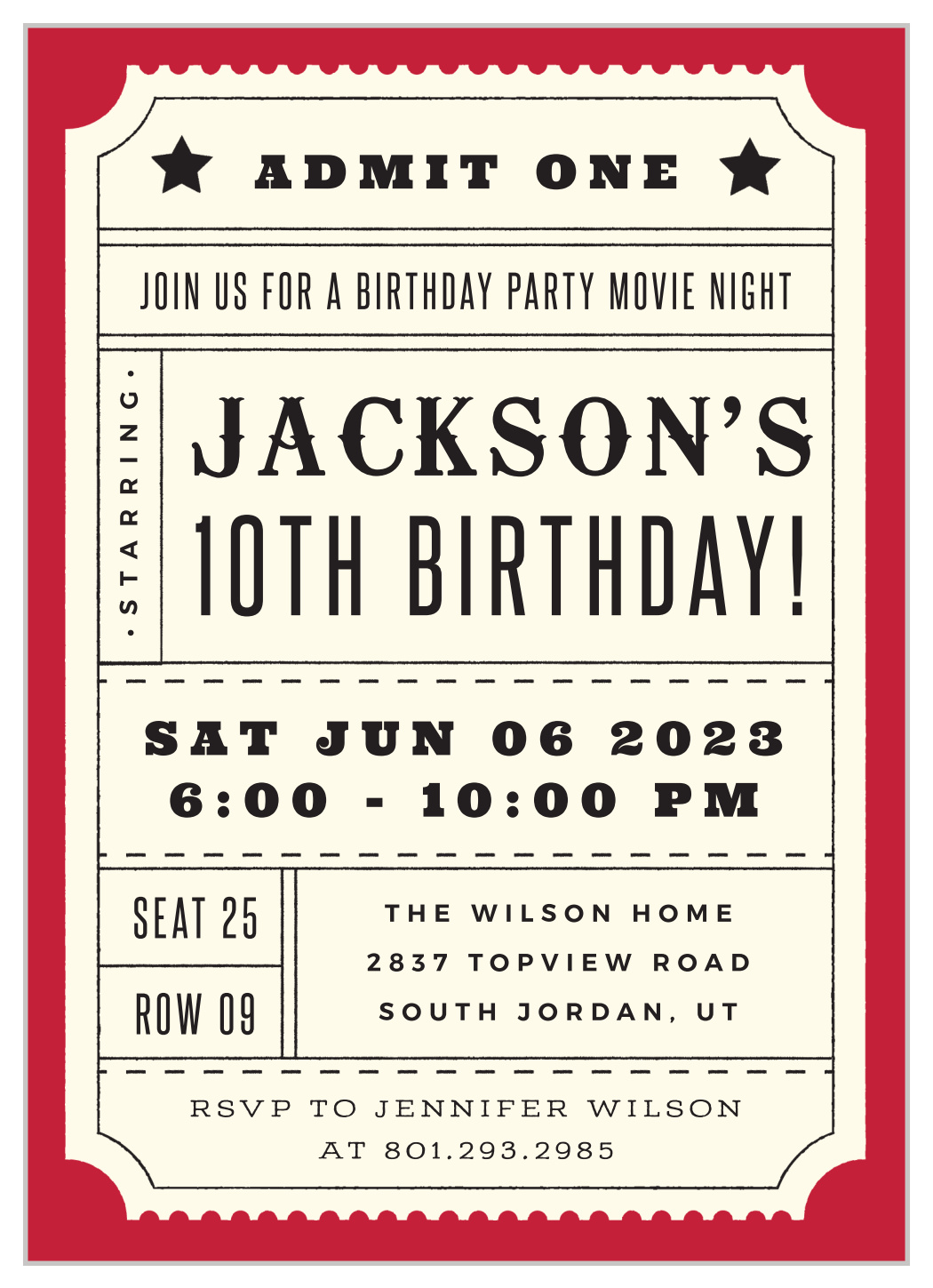 Printable Birthday Invitations Admit One Sample Ticket To Enter The