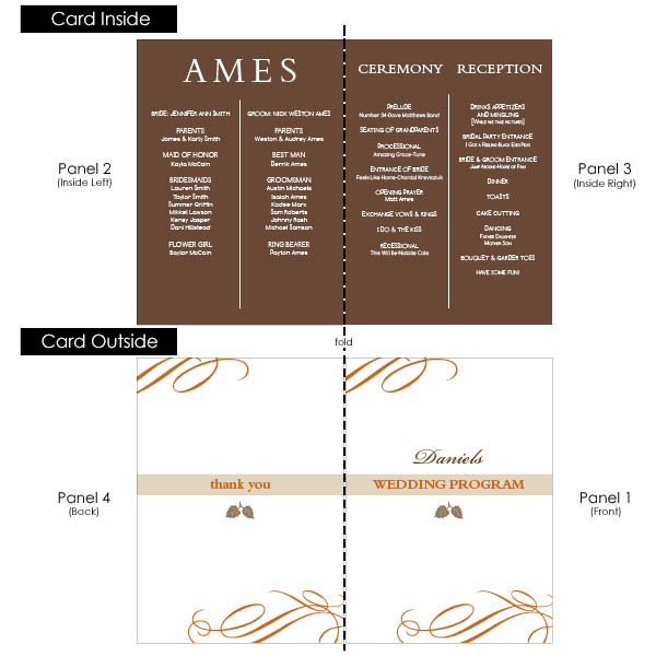 Elegant Fall Scrolls Wedding Program