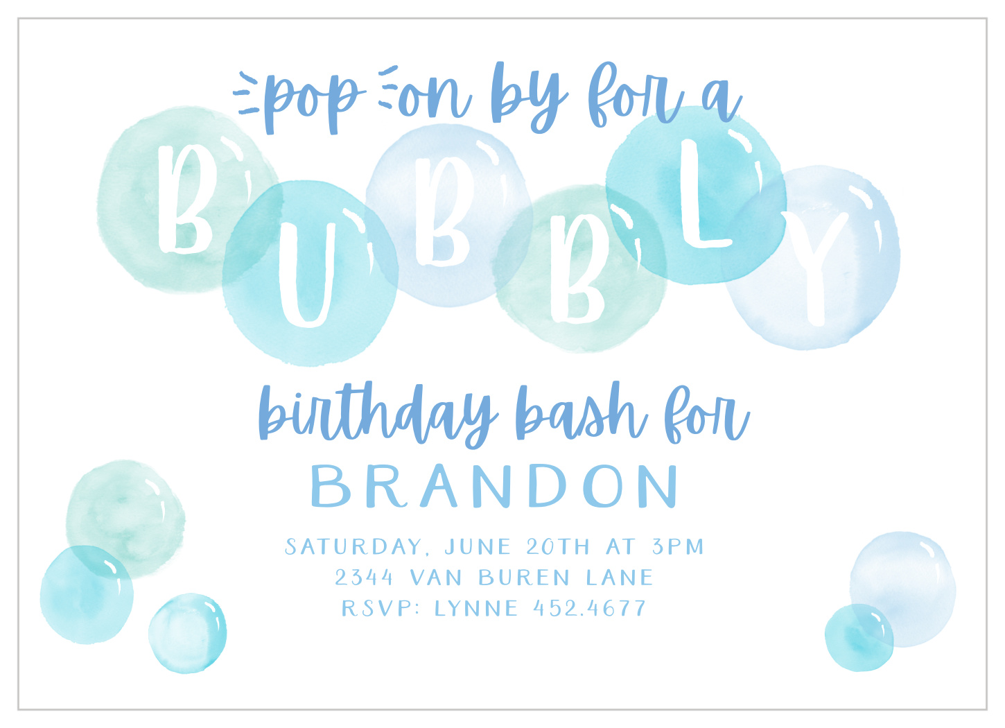 bubble party invitations
