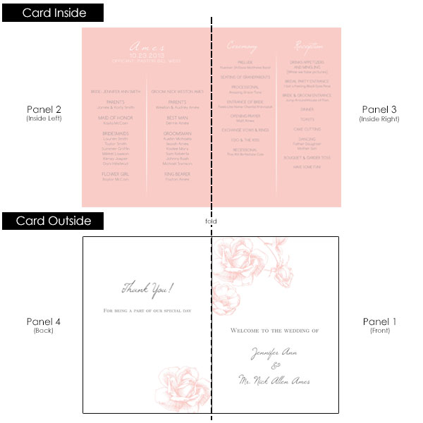 Illustrated Rose Wedding Programs by Basic Invite