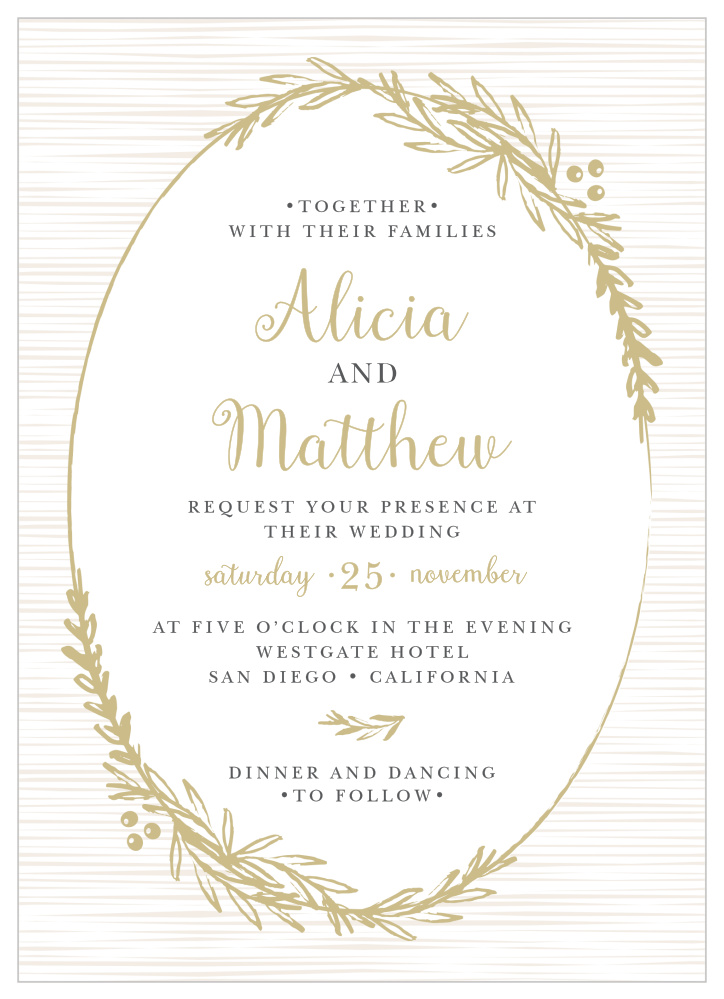 Delicate Laurel Foil Wedding Invitation