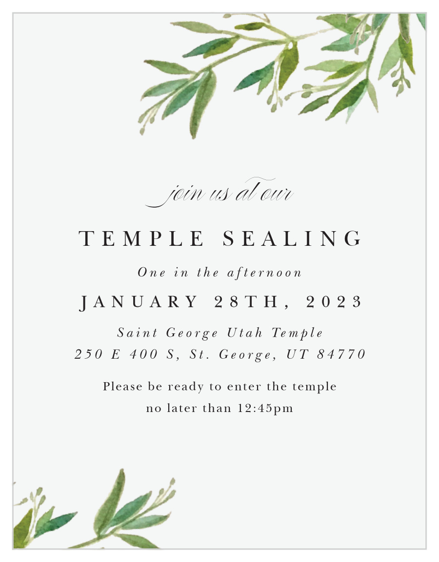 Invitation To Lds Temple LDS Minimal Wedding Invitation, Modern