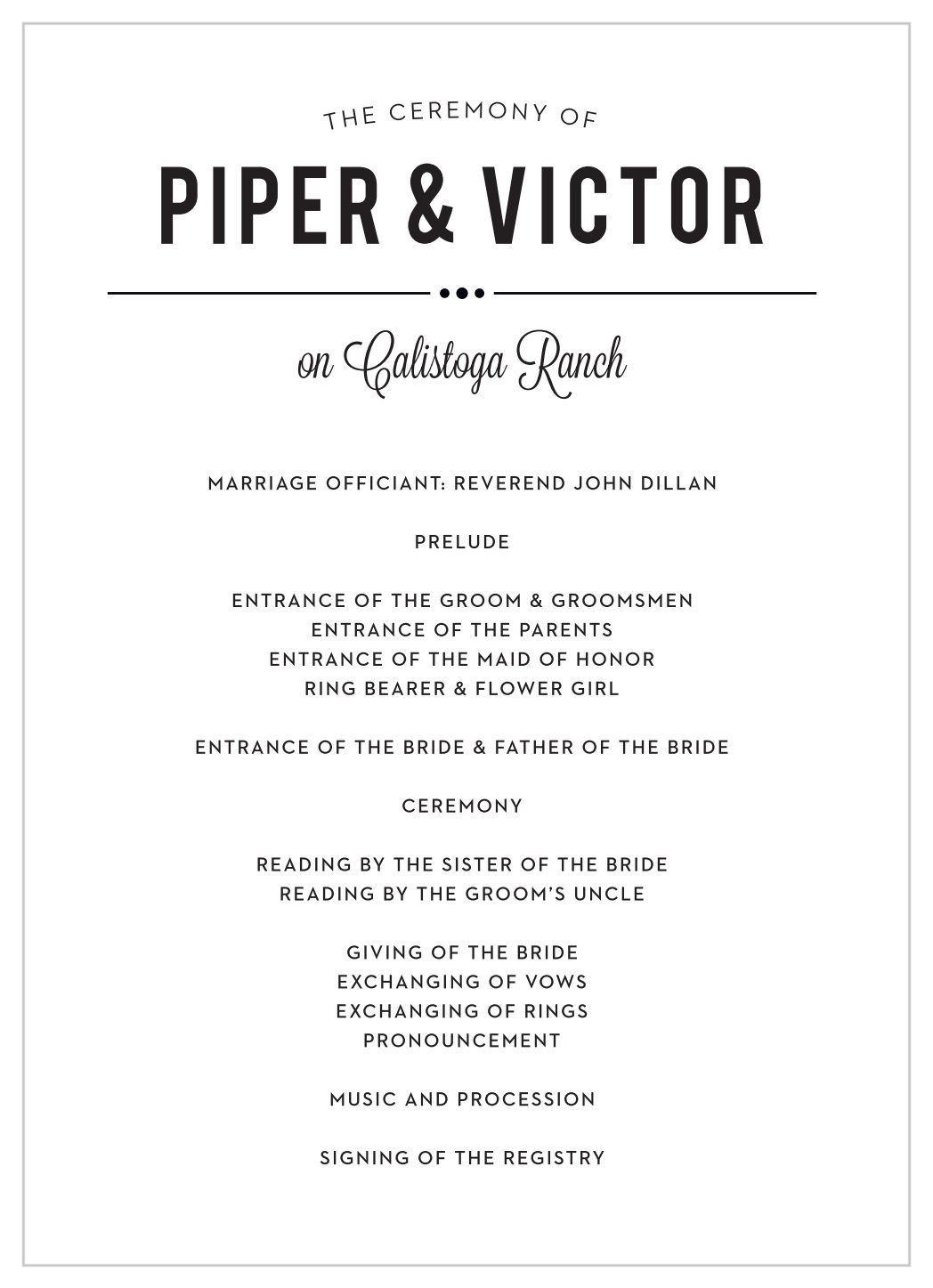 Playbill Wedding Program Classic Wedding Programs | Shutterfly