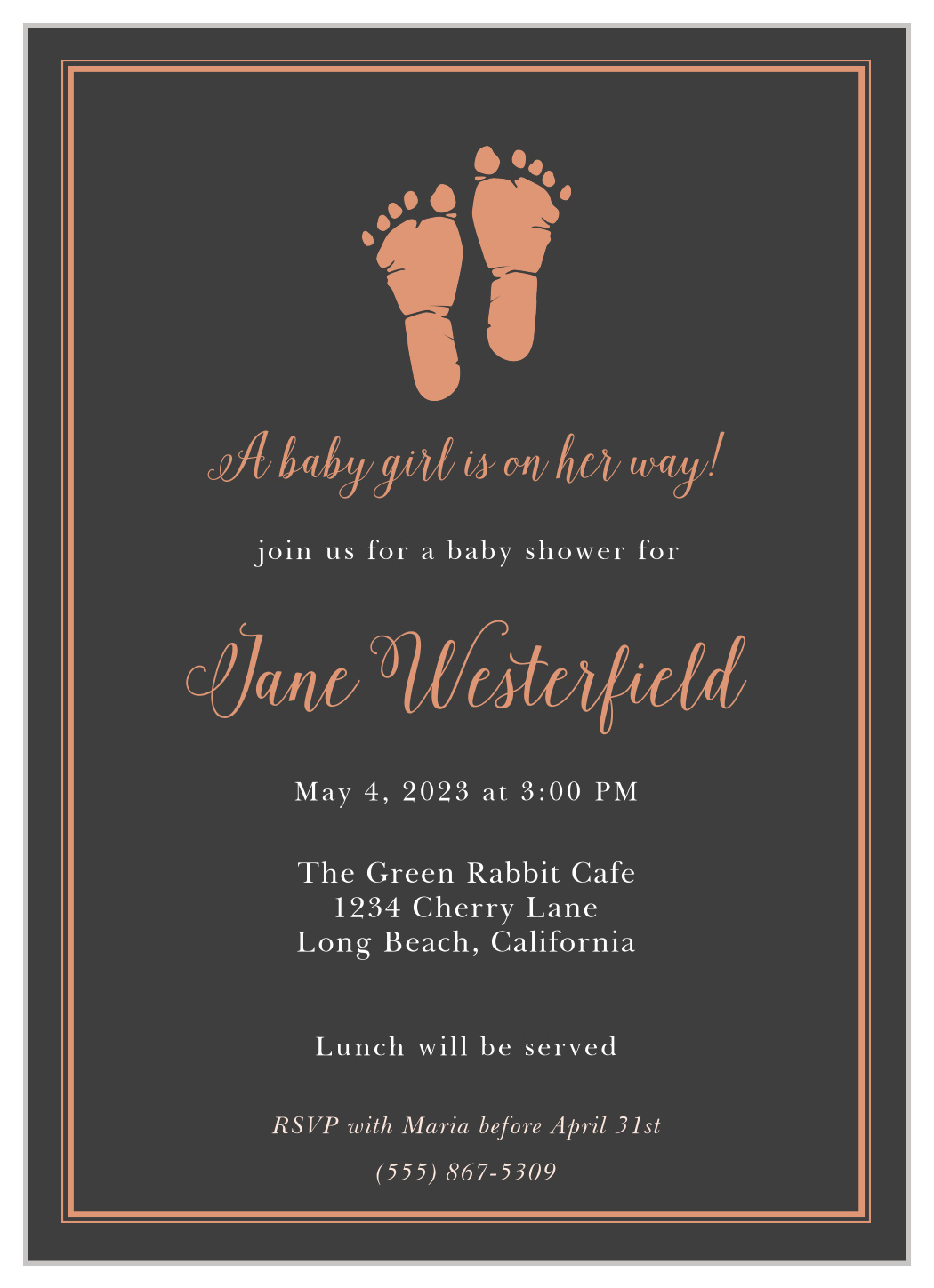 Baby Shower Invitations With Footprints Girl Baby Shower Invitation