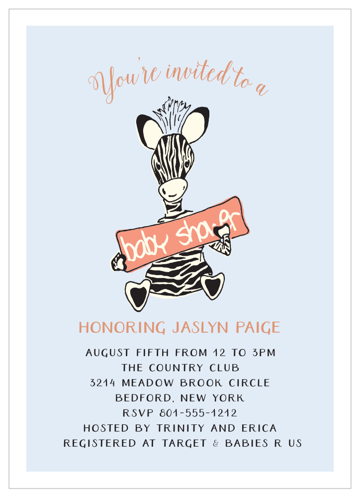 Zebra Baby Shower Invitations Templates Safari Baby Shower Invitation,