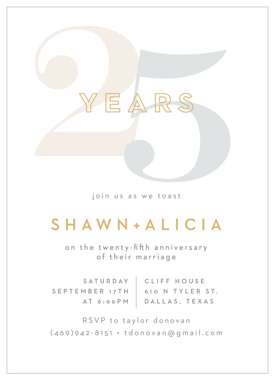 Modern 50th Wedding Anniversary Invitations