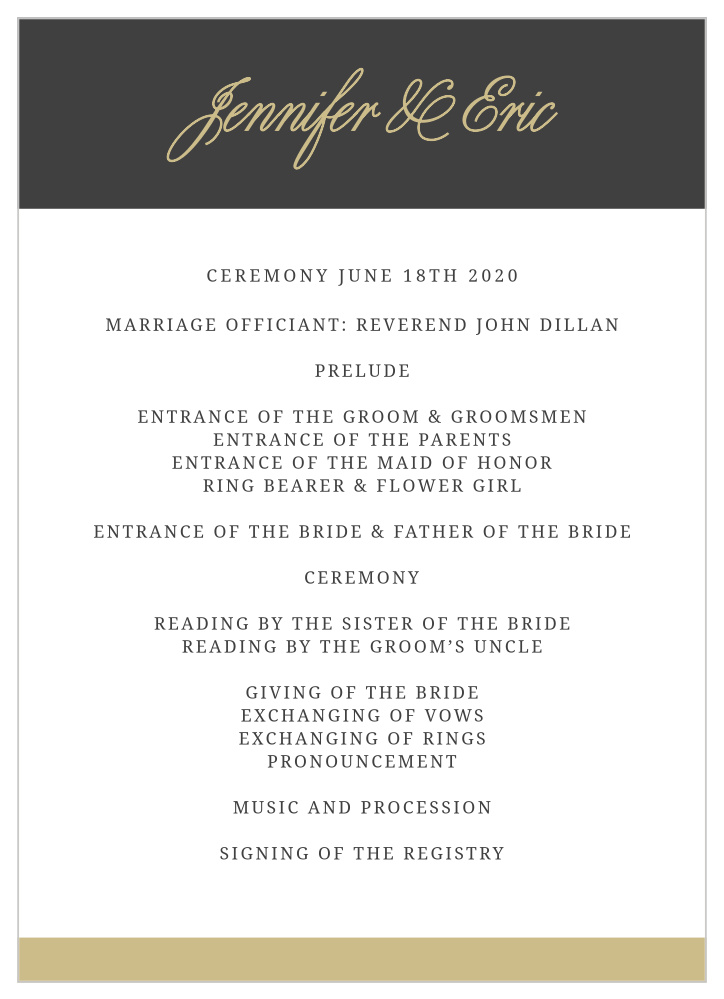 Christian Wedding Programs Examples Classic Wedding Programs & Wedding