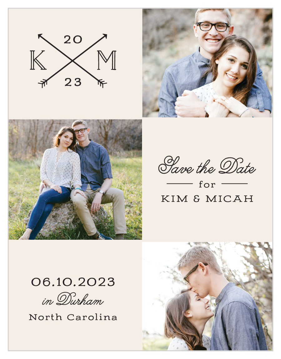 Overlapping Arrows Save the Date Cards by Basic Invite